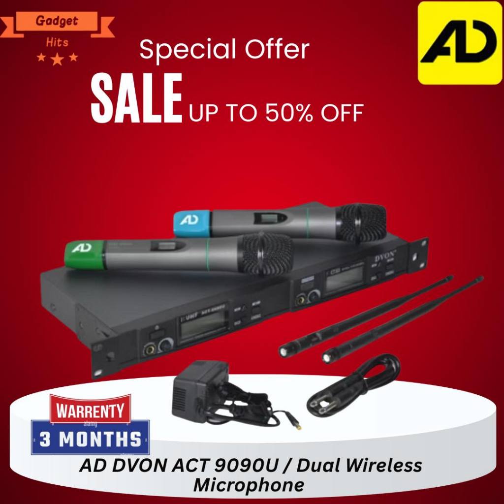 AD DVON ACT 9090U / Dual Wireless Microphone (Black) / Professional ...