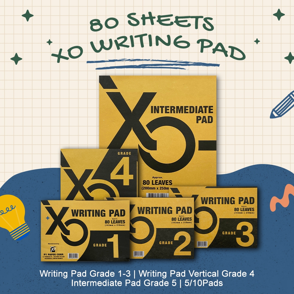 XO Pad Paper 80 sheets Writing Pad 5/10 pads for Grade 1-2-3 ...