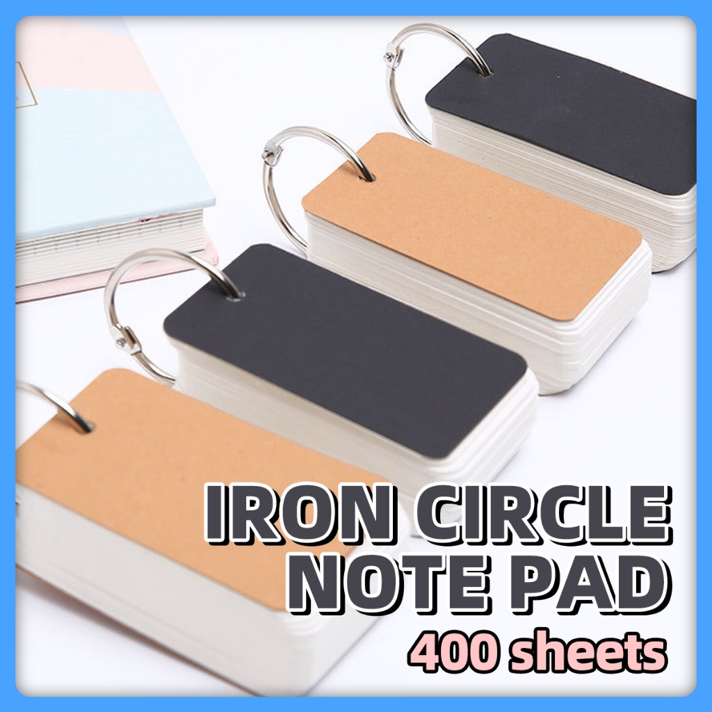 100 Pages Iron Ring Handwritten Memo Hard Blank English Word Card Loose ...