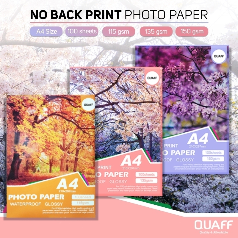 QUAFF Tree Type Inkjet Photo paper Glossy A4 Size 115gsm | 135gsm ...