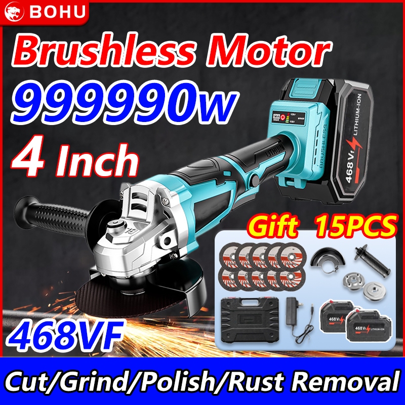 BOHU Cordless Angle Grinder Brushless motor 4inches Cutting angle ...