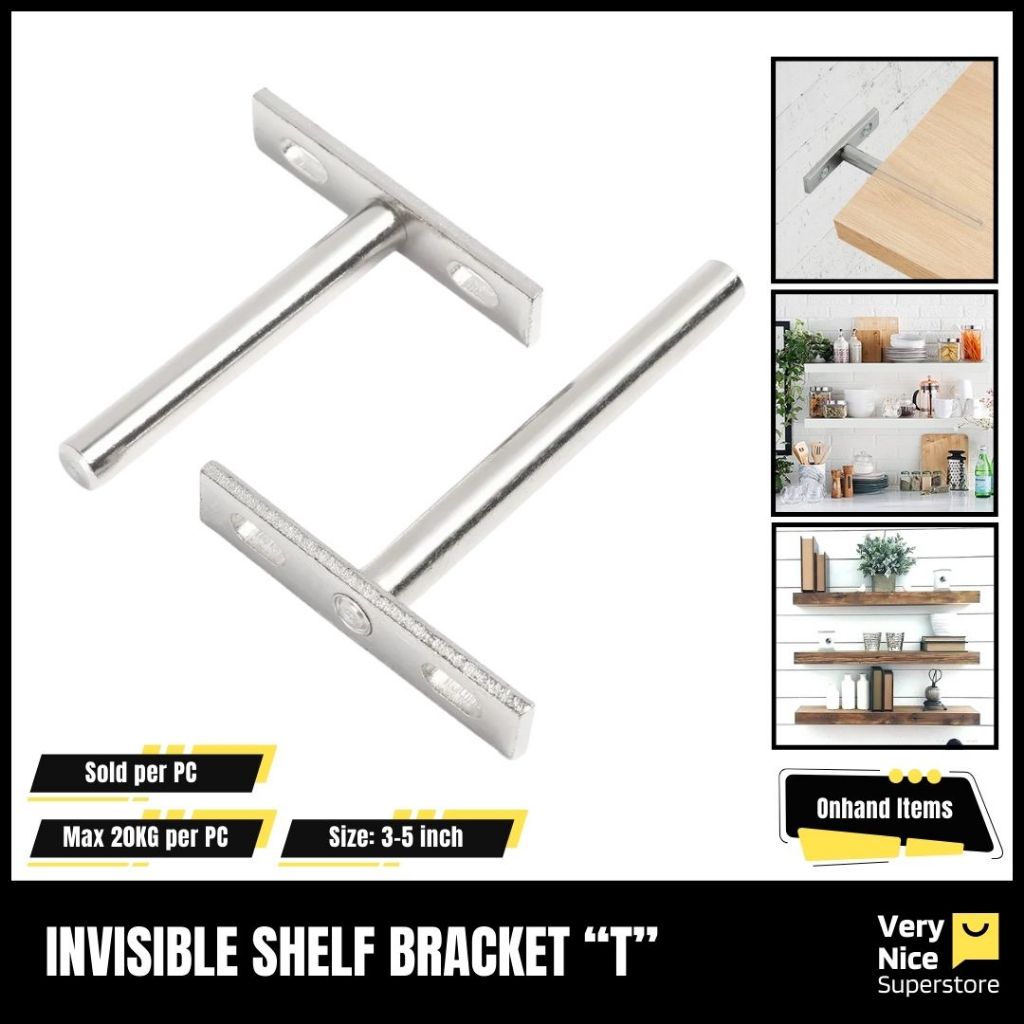 (1PC) Invisible Floating Shelf Bracket 3/4/5 inch T-shaped | Shopee ...