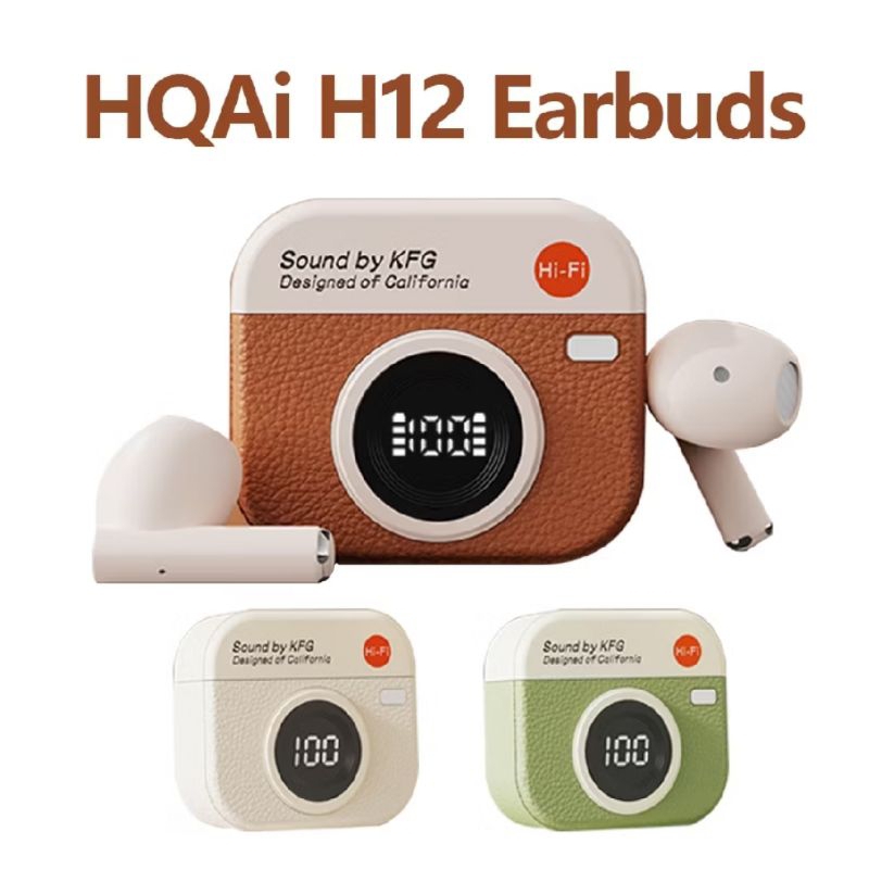 HQAi H12 TWS Retro Camera Design Waterproof Earbuds Wireless Bluetooth ...
