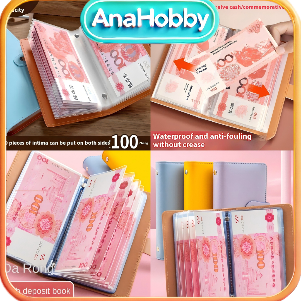 100 Pockets Cash Budget Saving Book PU Waterproof Storage Binder Money ...