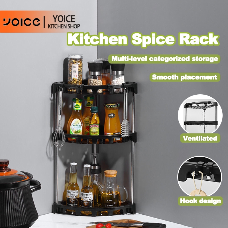 YOICE 3 Layer Kitchen Condiments Organizer Large Capacity Spice Storage ...