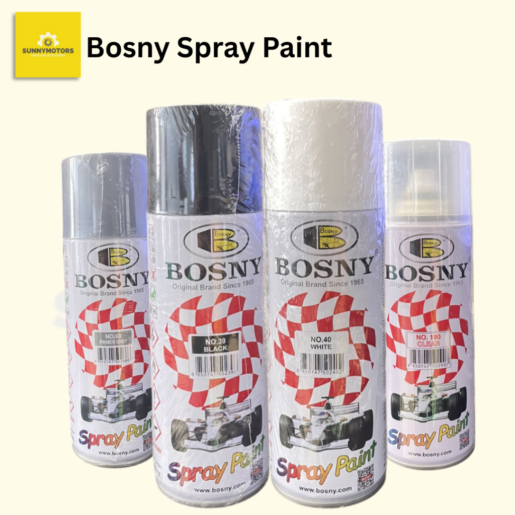 Bosny Spray Paint Black/White/Clear/Primer Grey | Shopee Philippines
