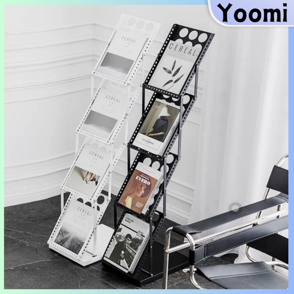 A4 Foldable Magazine Rack Iron Foldable Newspaper Brochure Display ...