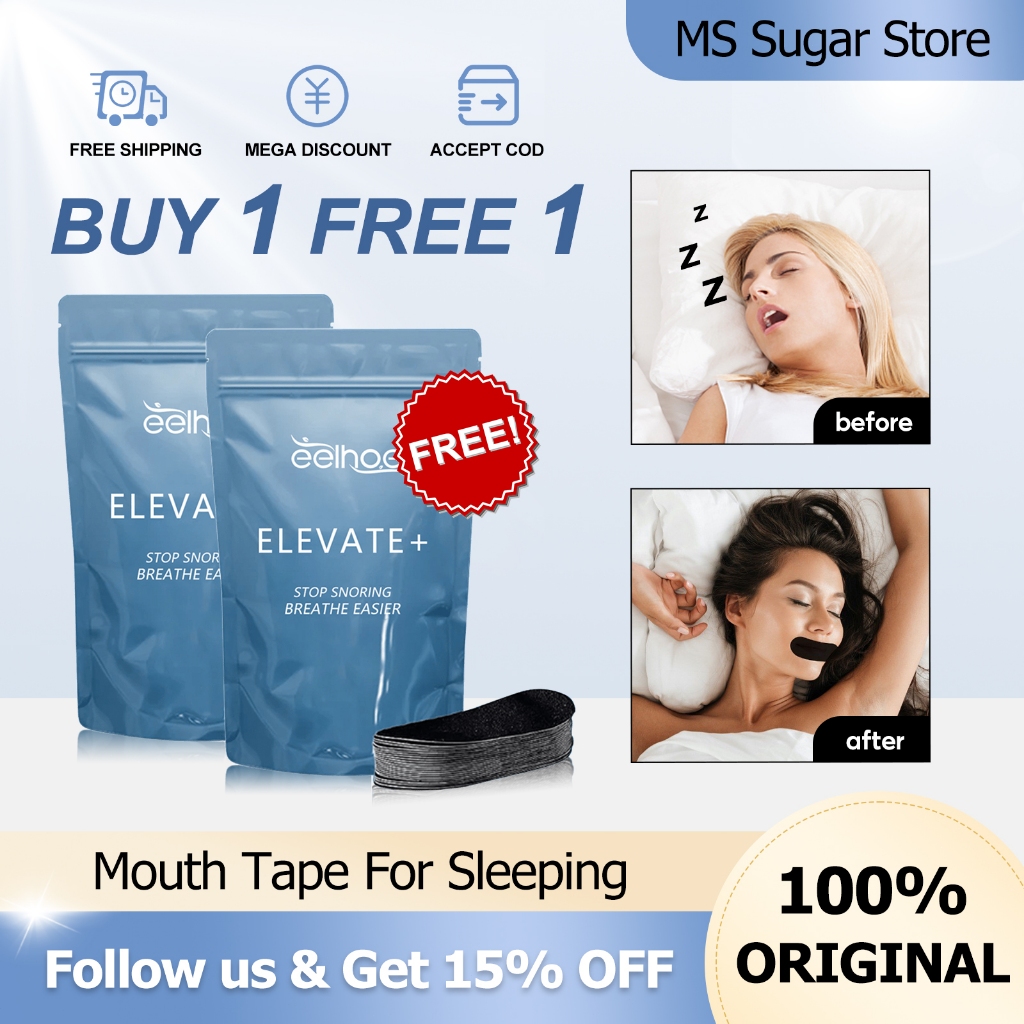 【BUY 1 FREE 1】EELHOE Mouth Tape 30pcs Sleeping Strip Anti Snore Breathe ...