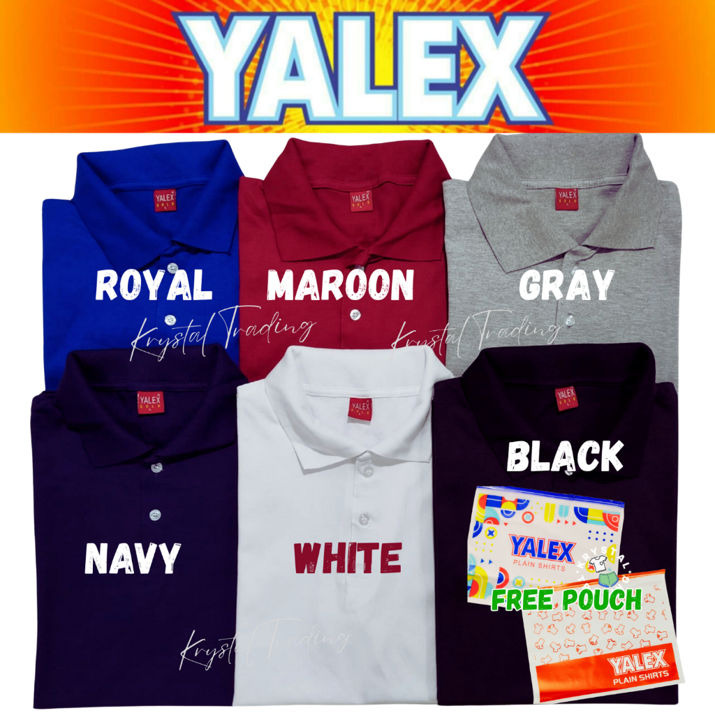 Yalex Cotton Plain Polo Shirt Black White Navy Blue Gray with Collar ...