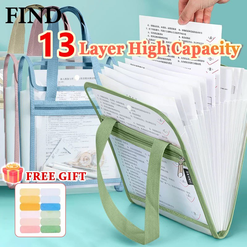 FIND 13-Layer Handle Folder Long File Organizer Expanding A4 File ...