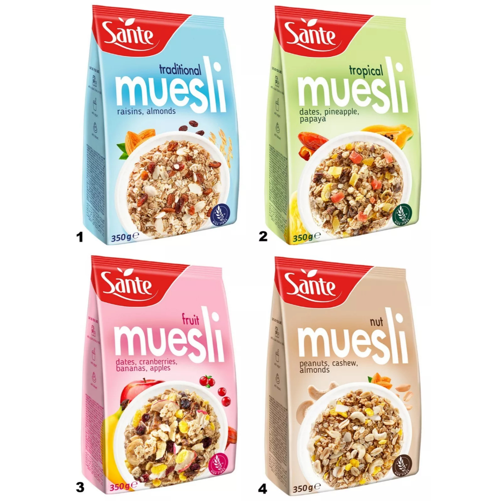 SANTE Breakfast Muesli, Traditional, Tropical, Fruity, Nut 350g ...