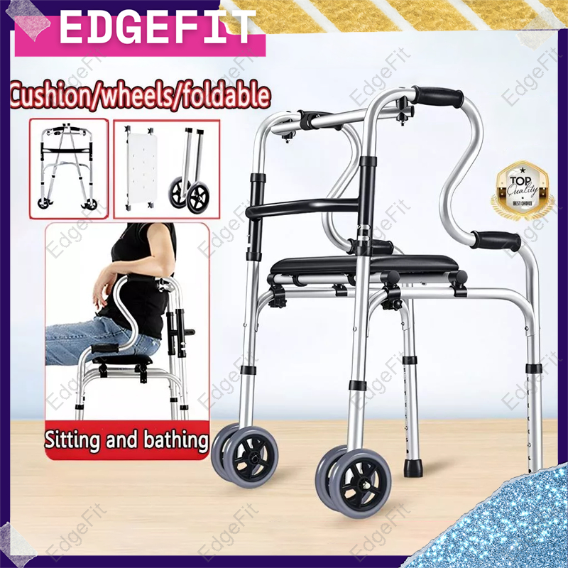 EdgeFit Foldable Heavy Duty Walker Stainless Steel For Elderly With ...