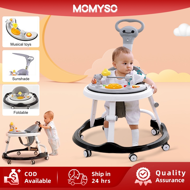 MOMYSO Baby Walking Car With Music Foldable Portable Adjustable Safe ...