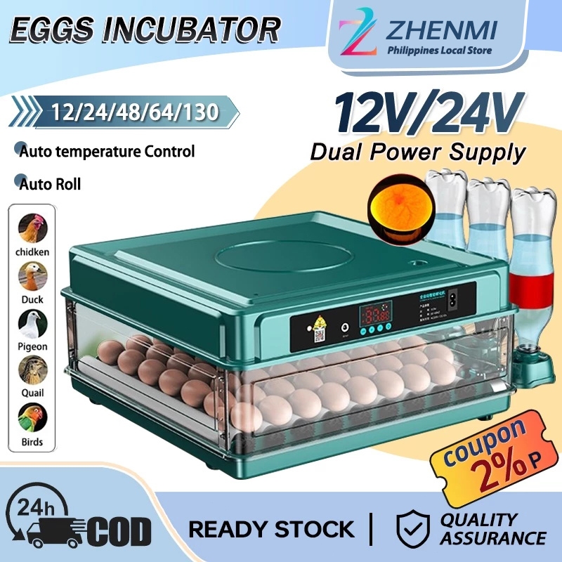 220V/12V Egg Incubator Fully Automatic Intelligent Constant Incubator With Turner 24/38/64/130 ...