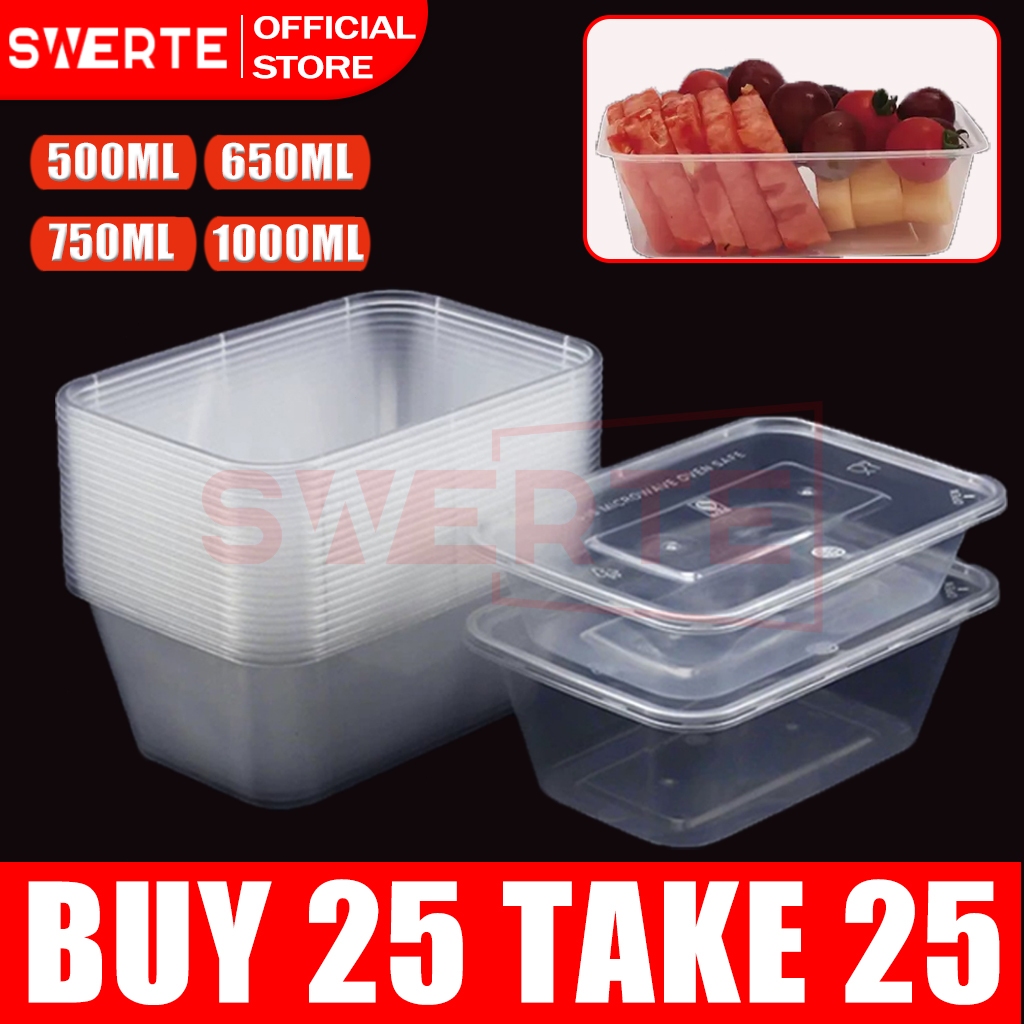 【50pcs】Microwavable Food Container Disposable Plastic Tub 500ml,650ml ...