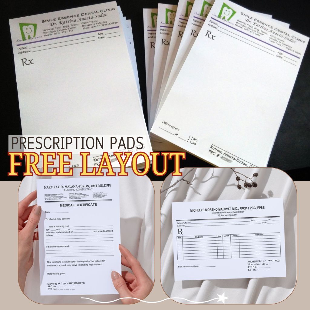 Customized Colored Prescription Pads, RX Pads, Pads, Reseta, Med Cert ...