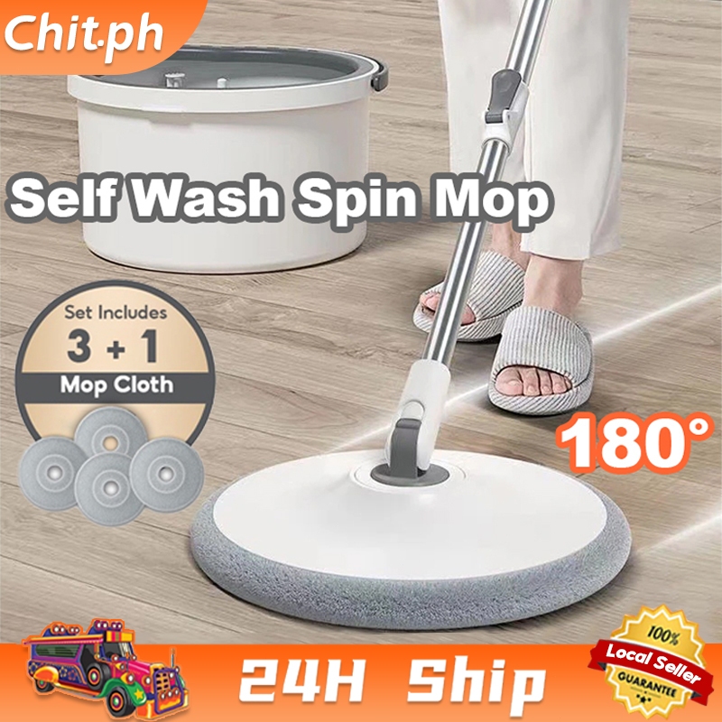 CHIT 4 Cloths Self Wash Spin Mop with Bucket Cleaning Floor Mop Wet ...