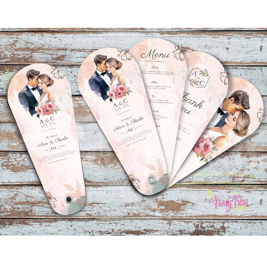 Foldable Wedding Program Hand Fan Personalize Customize Invitation ...