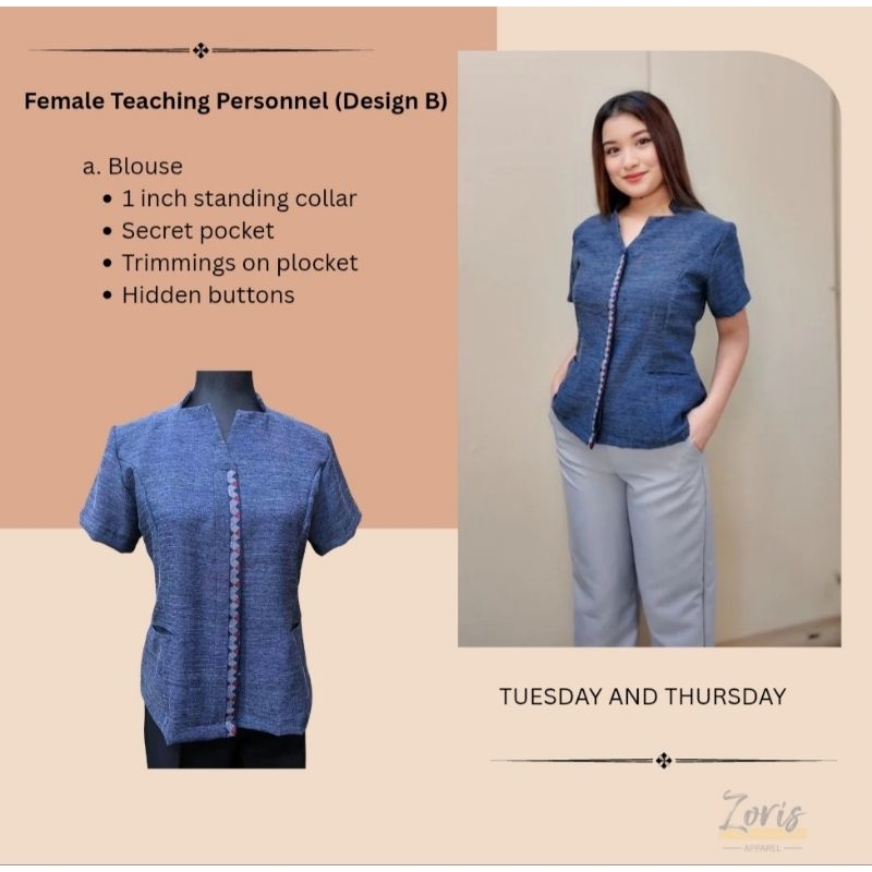 DepEd 2025 Female Teachers Uniform RTW ready to wear (Tuesday/Thursday) | Shopee Philippines