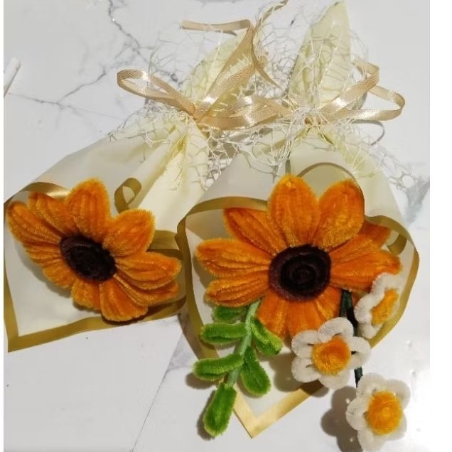 Single Sunflower fuzzy wire Bouquet | Shopee Philippines