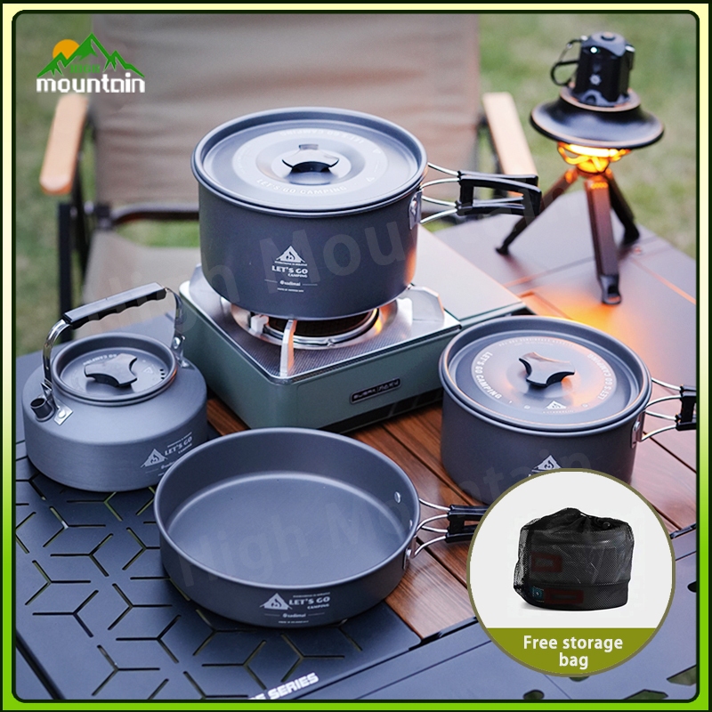 [Anti-scalding Handle] Picnic Camping Cooking Set Portable Pot Outdoor ...
