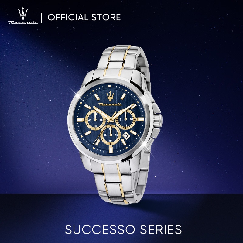 【2 Years Warranty】 Maserati Successo 44mm Blue Dial Men's Quartz Watch ...