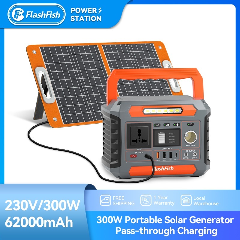Flashfish 300W 60hz Portable Power Station Solar Powerbank Home Solar ...