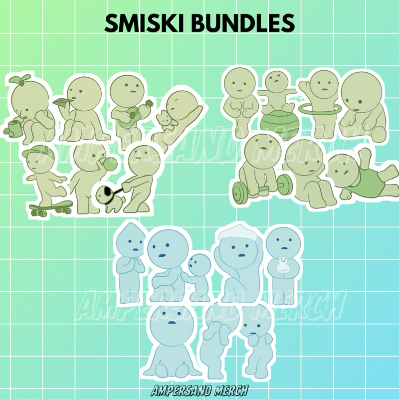 &M Smiski Sticker Bundles (7 stickers/ bundle) Waterproof Vinyl Sticker ...
