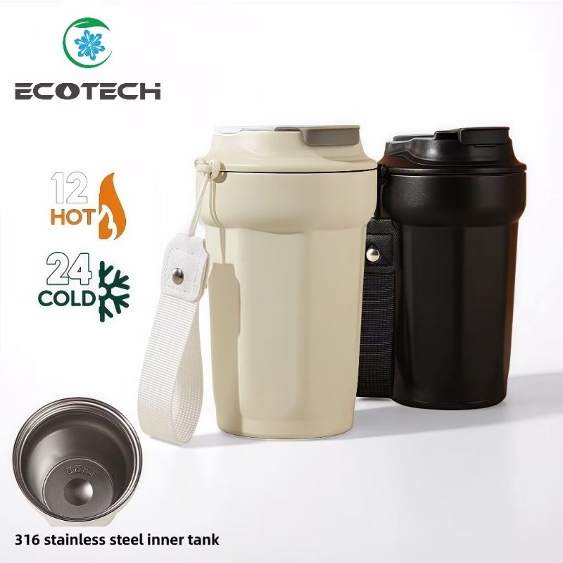 ECOTECH（13oz）316 Stainless Steel liner Coffee Mug With Lid Vacuum Flask Hot And Cold Tumbler ...