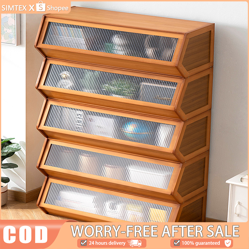 Storage Rack Bookshelf Solid Wood Simple Display Cabinet Bedroom Wall ...