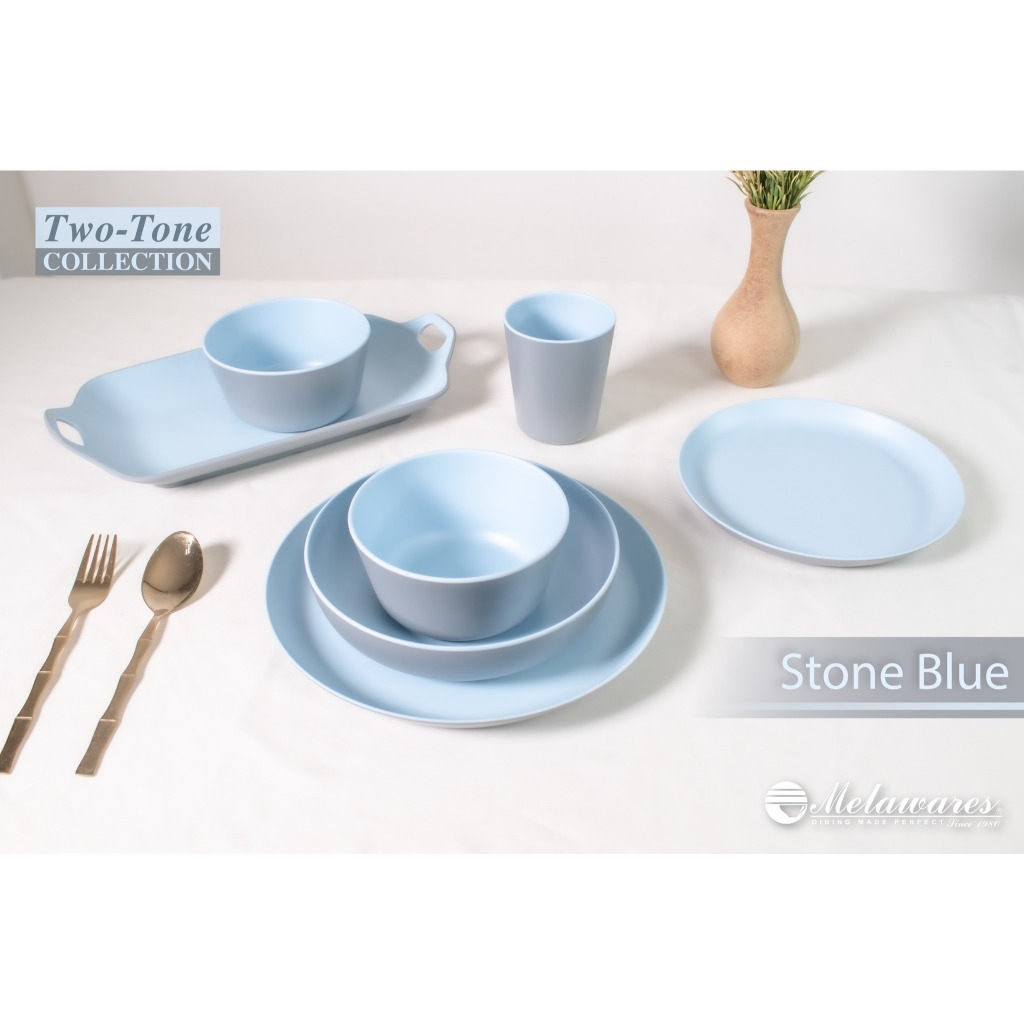 Melawares Two-Tone Collection - Stone Blue Design - Plate, Bowl ...