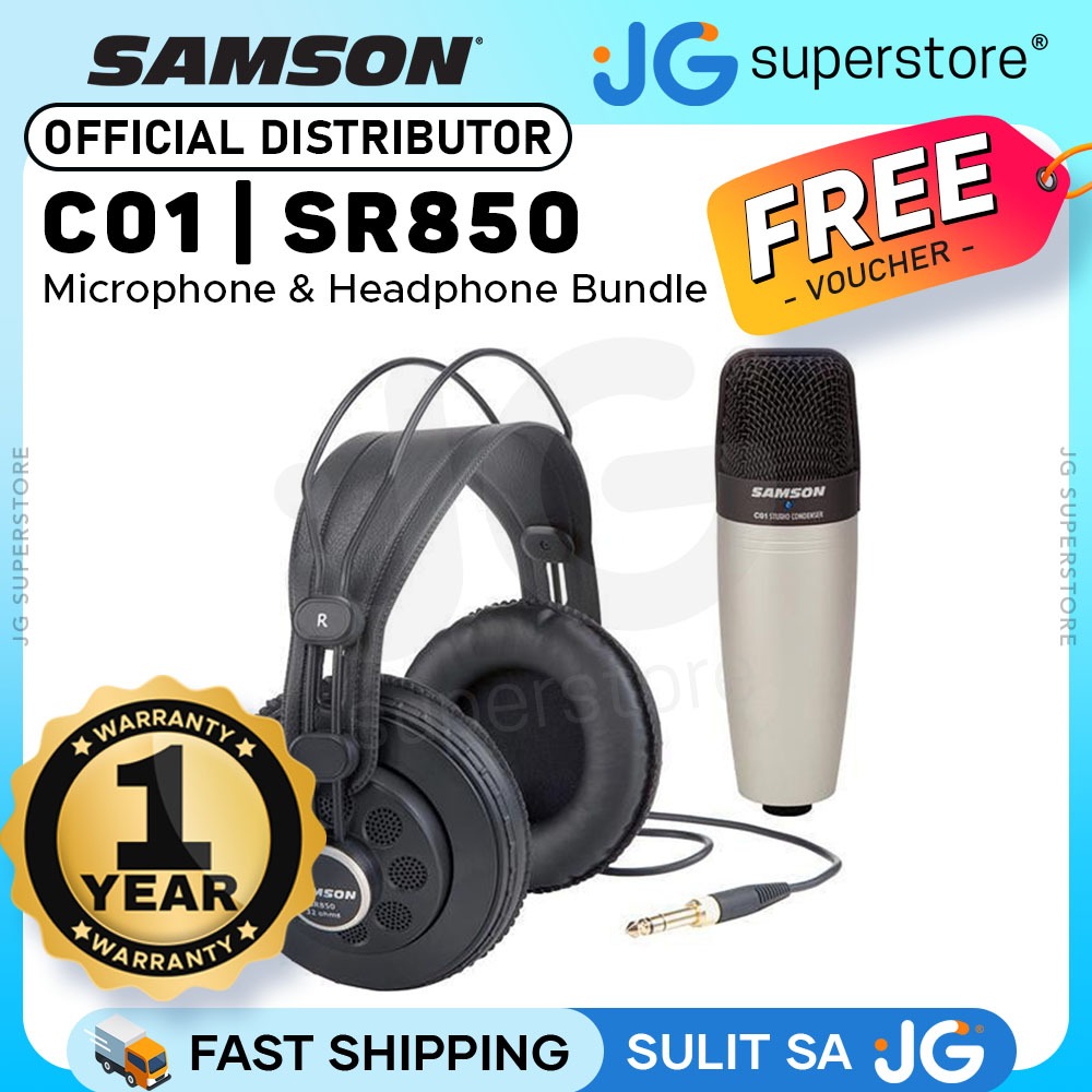 Samson C01 SR850 Cardioid Condenser Microphone Headphone Set with 19mm ...