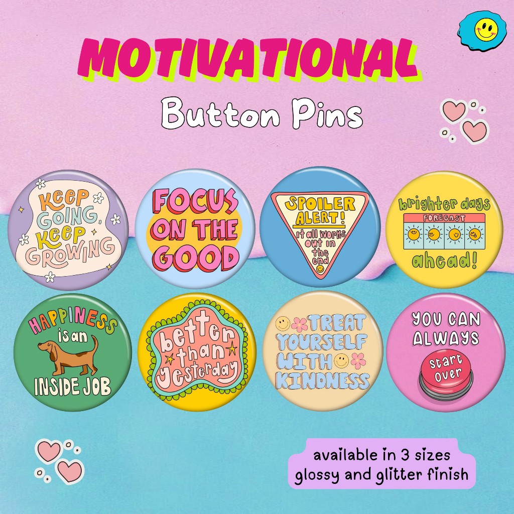 Motivational Quotes Button Pin Badge Cute Button Pins 25mm 32mm 58mm ...