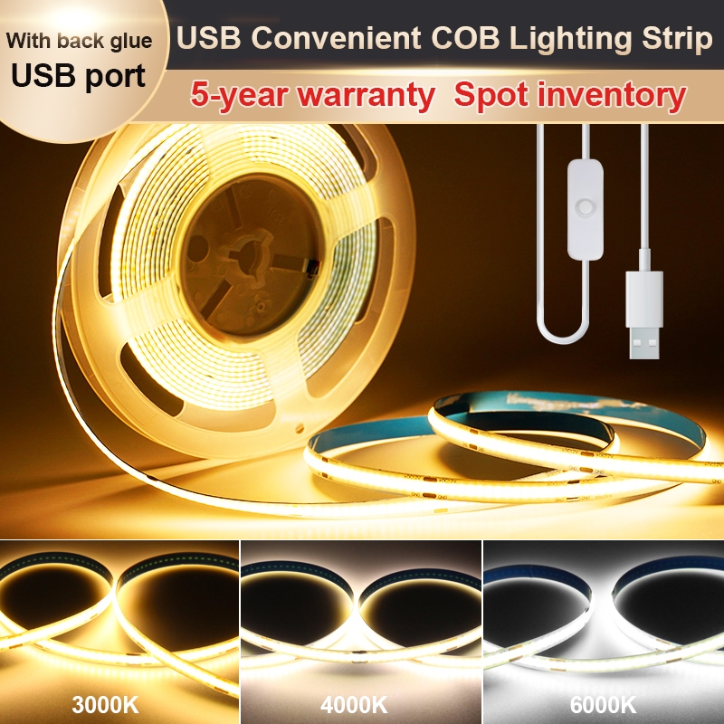 5V COB LED Strip Lights USB: 3000K/4000K/6000K Warm White, Transform ...