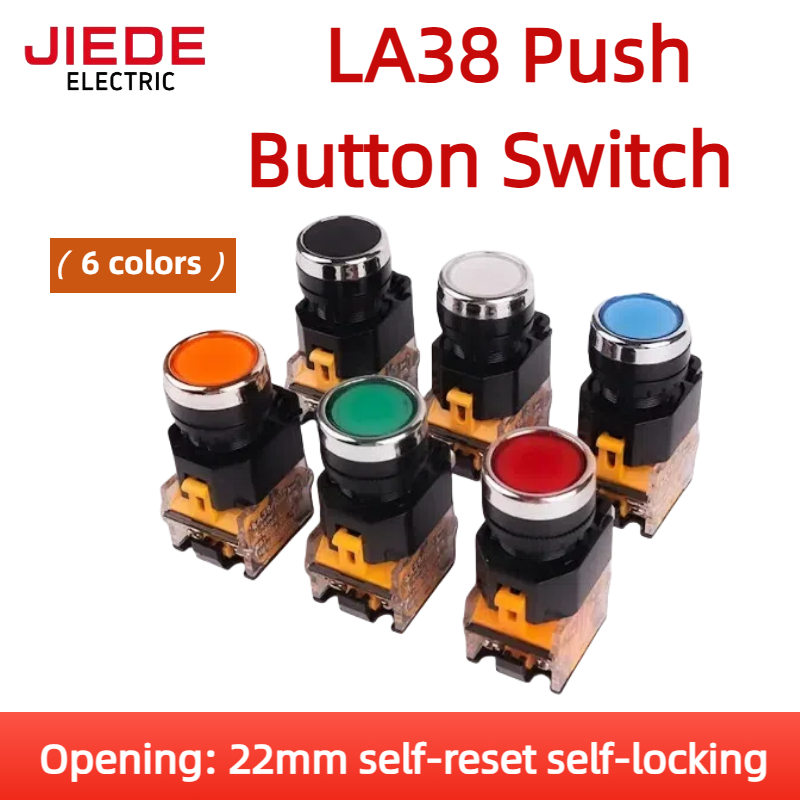 LA38-11BN push button switch self-reset self-locking flat head control ...