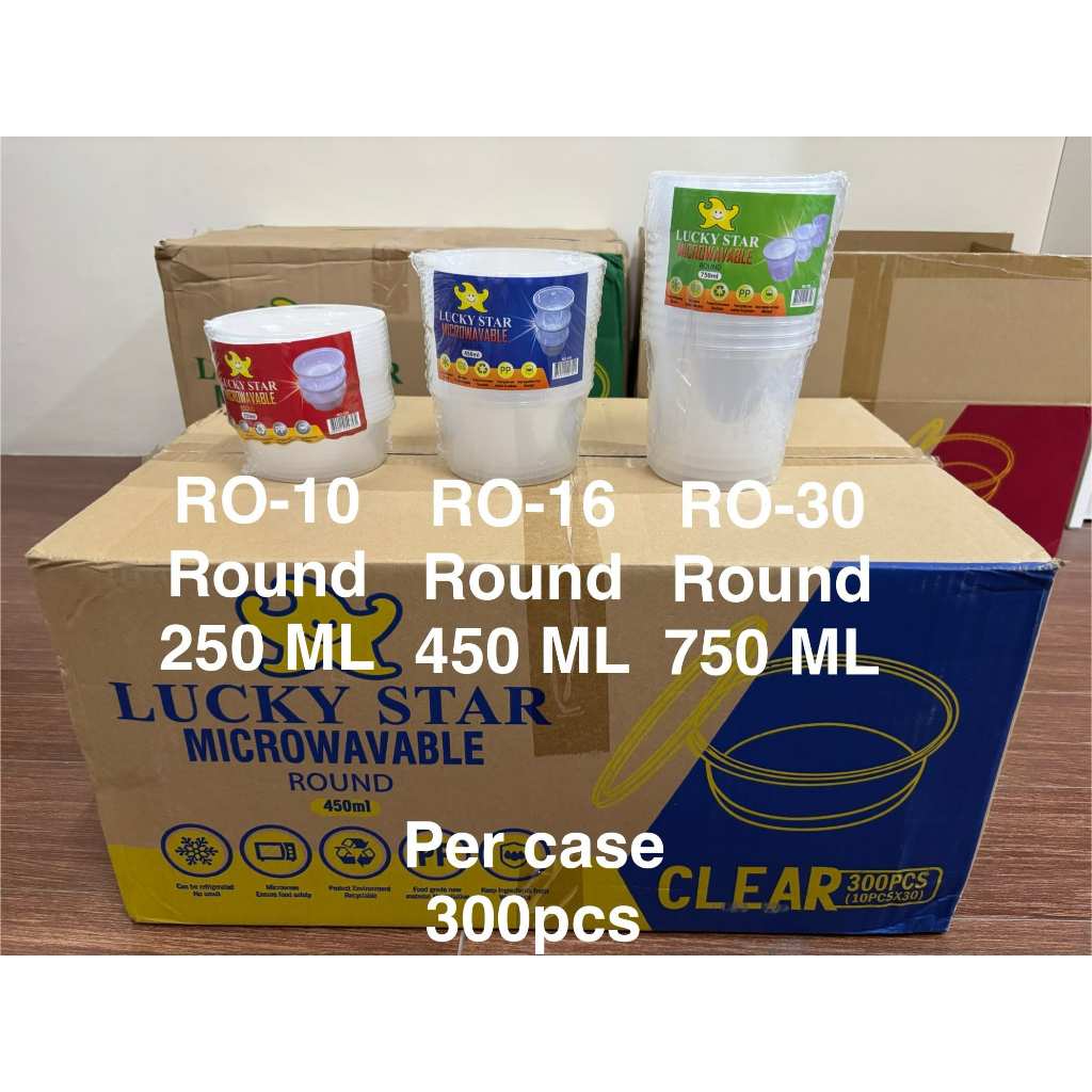 PER CASE (300 PCS) LUCKY STAR Microwavable Container ROUND RO10, RO16 ...