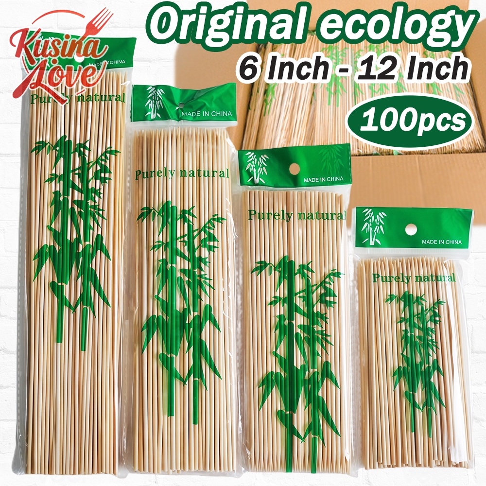 100pcs/Pack Bamboo Sticks Disposable Barbecue Stick Fruit Wood Sticks ...