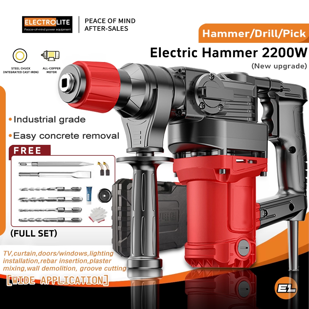 Electric Hammer 2500W/220V Heavy Duty Rotary Hammer Drill Chipping Gun ...