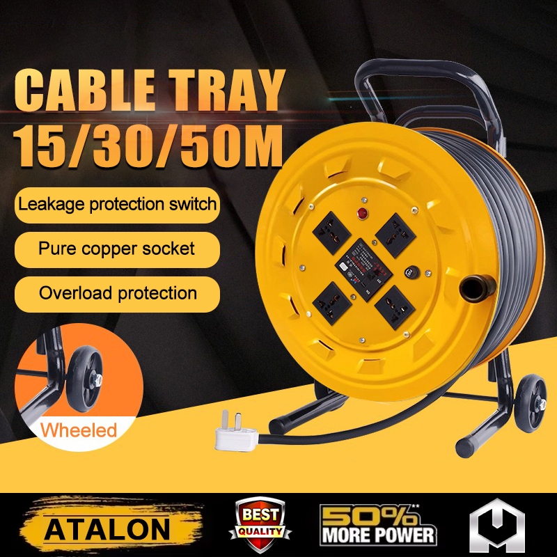 Heavy Duty Cable Reel Extension Wire 15/30/50 Meters Power Cord ...