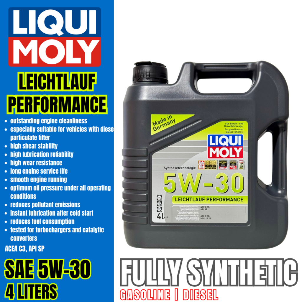 LIQUI MOLY Fully Synthetic 5W30 | Gasoline and Diesel | 4Liters | Leichtlauf Performance ...