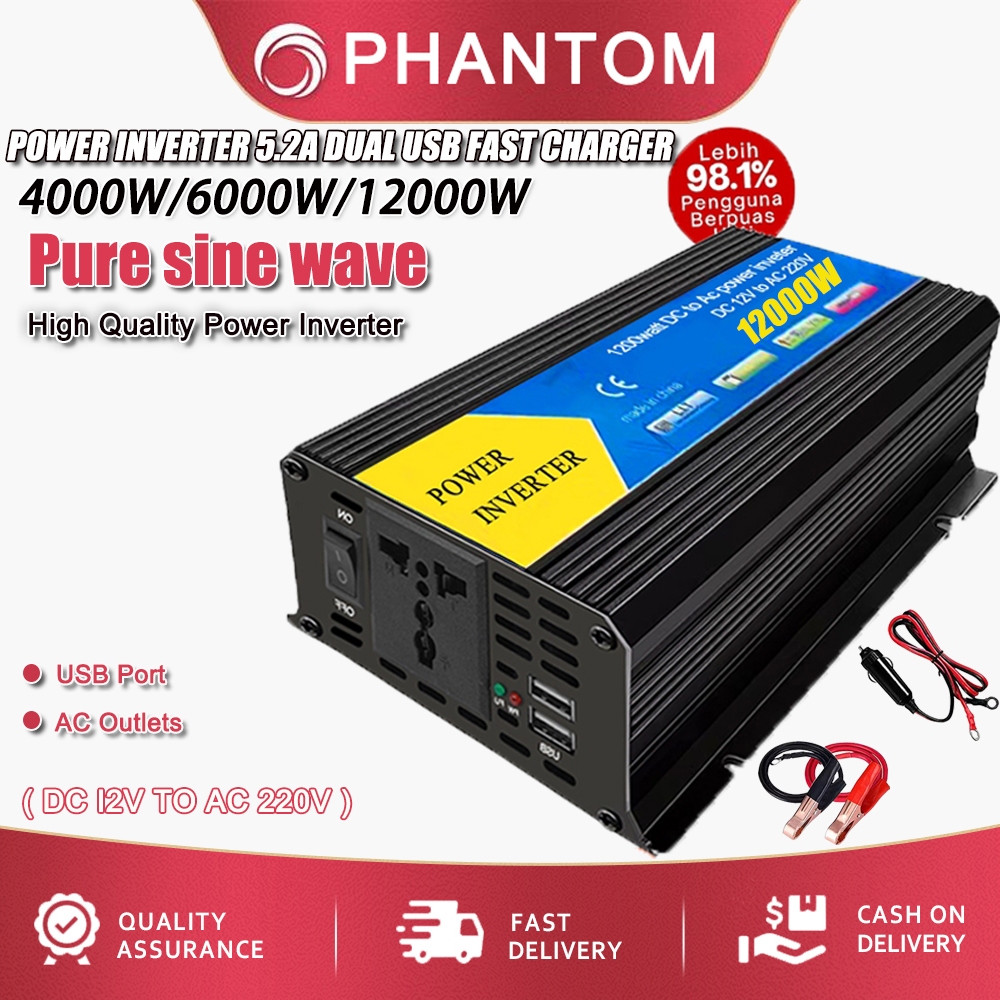 Inverter 4000W/6000W/12000W Car Solar Power Inverter DC 12V to AC 220V ...