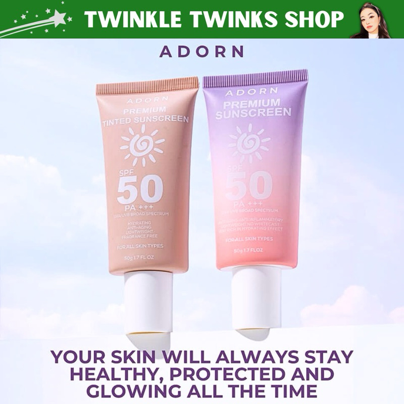 Adorn Premium and Premium Tinted Sunscreen SPF50 PA+++ | Shopee Philippines