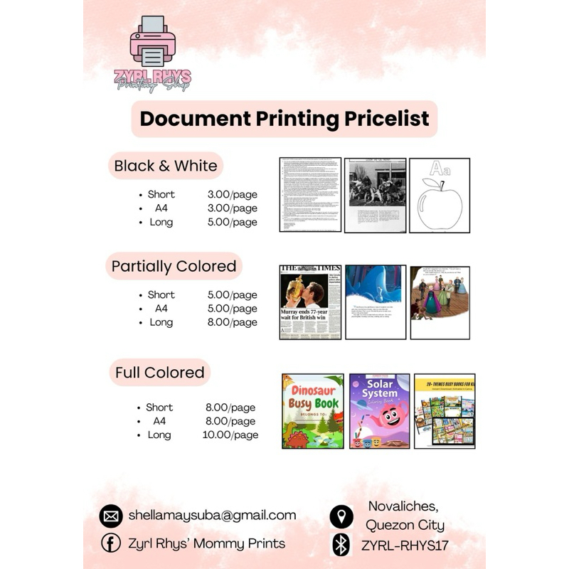 Document printing long short A4 colored black and white | Shopee ...