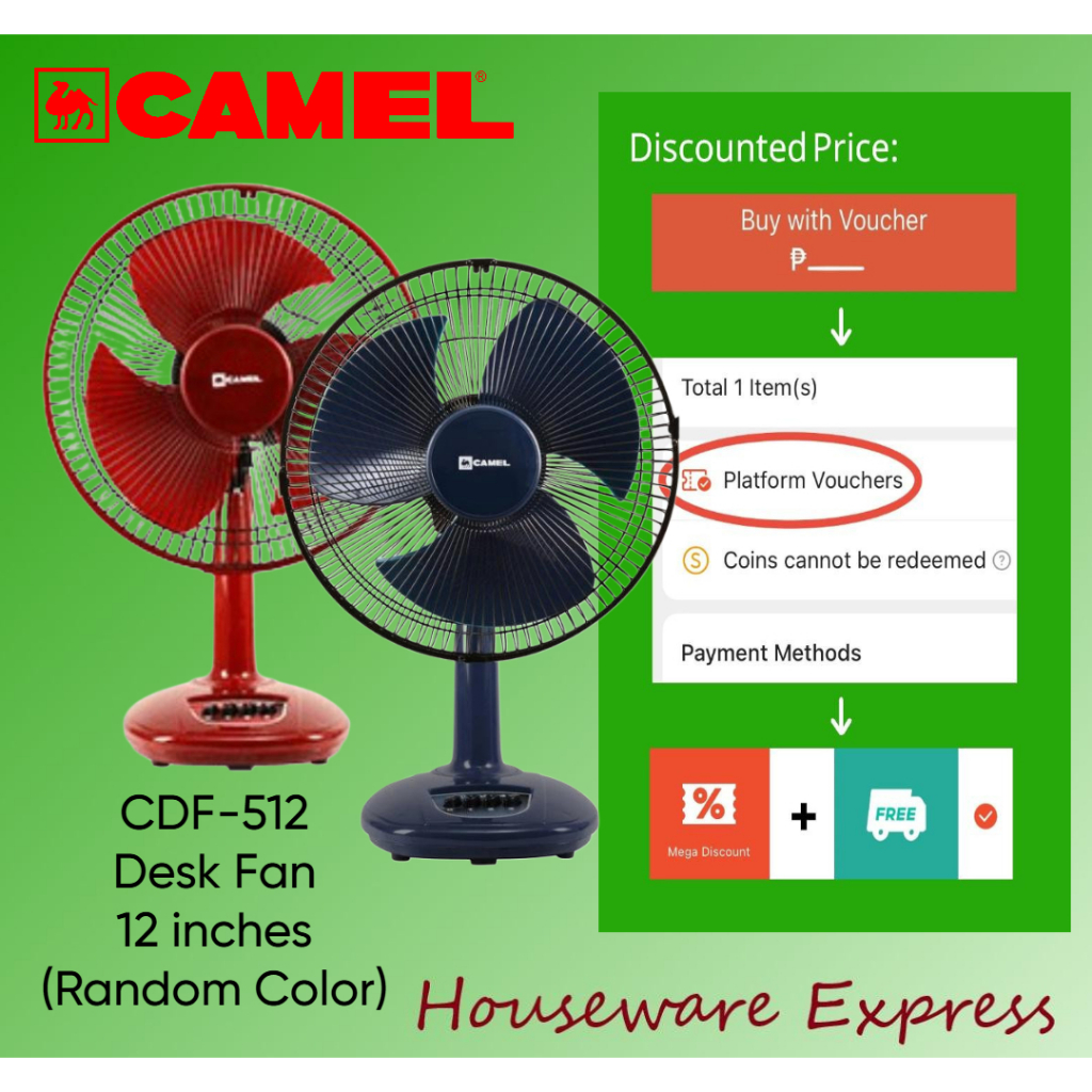 Camel CDF512 Desk Fan 12 inches CDF-512 (Random Color) (Houseware ...