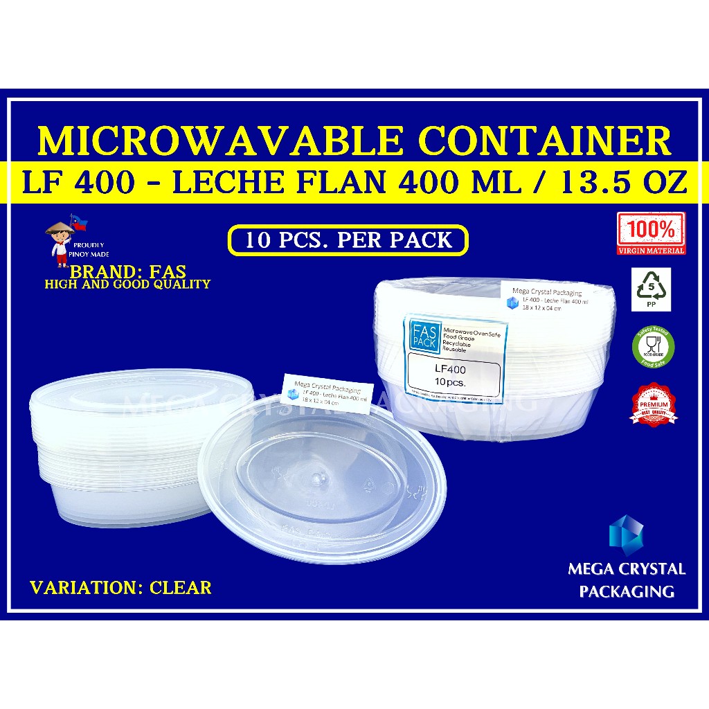 [ 10 Pcs. ] Microwavable Container LF 400 - Leche Flan 400 ml / 13.5 oz ...