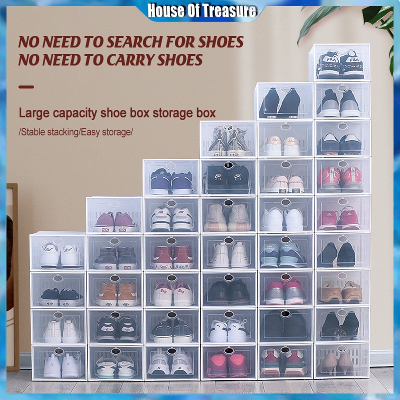 Big Size Shoe Box Storage organizer Plastic Shoe Box Cover Foldable ...