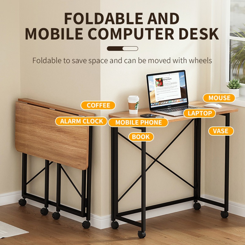 Portable Removable Folding Desk On Wheels Foldable Laptop Desks Bed ...