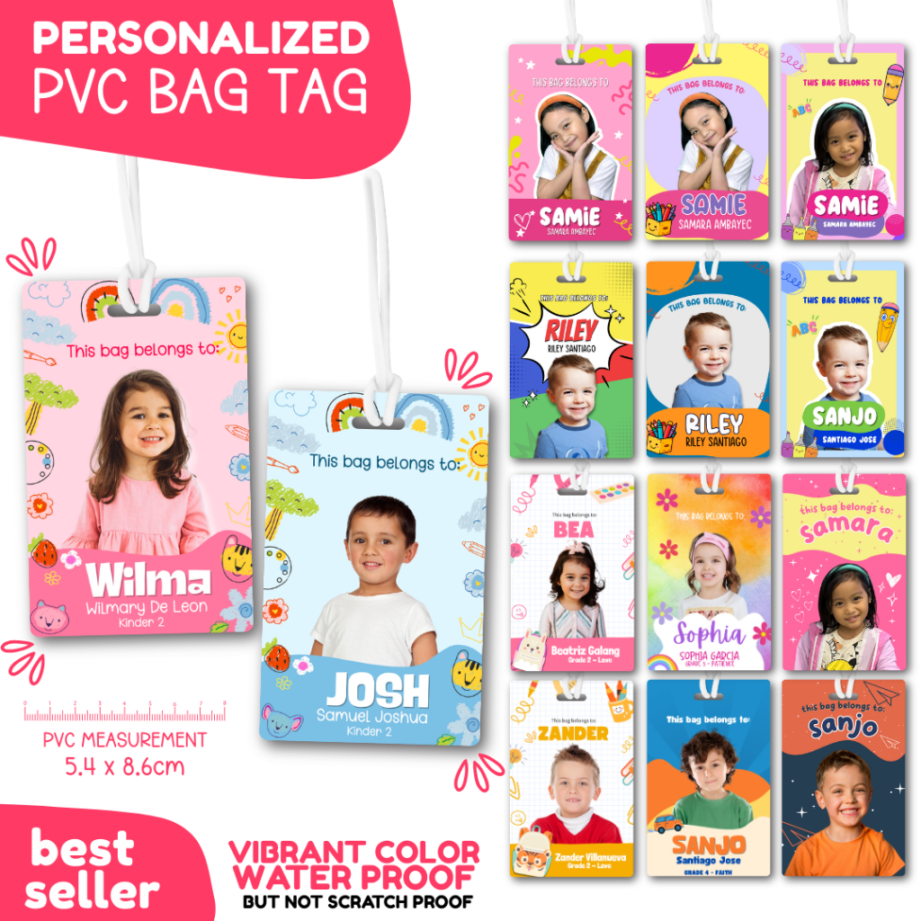 PVC PERSONALIZED PICTURE BAG TAG FOR KIDS | BACK TO SCHOOL BAG TAG ...