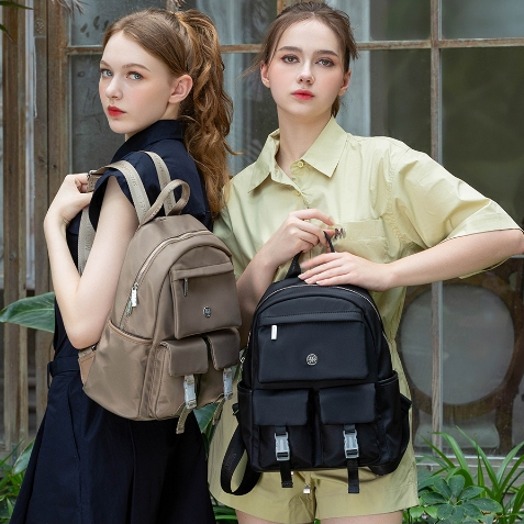 MICHAELA Cool Buckled Backpack Thicken Re-Nylon Roomy Bag Pack for ...