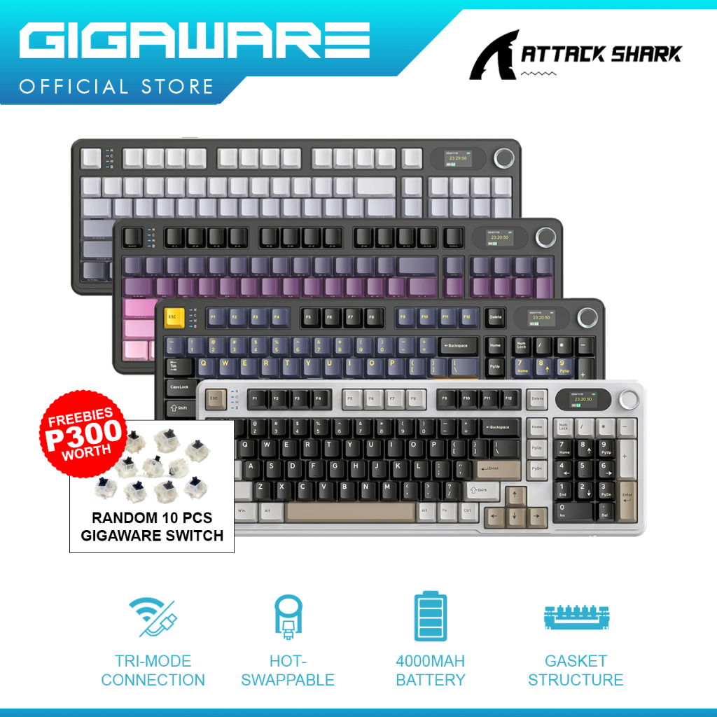 Attack Shark X98 Pro Tri Mode 95% Wireless Gasket RGB Backlit Hot ...